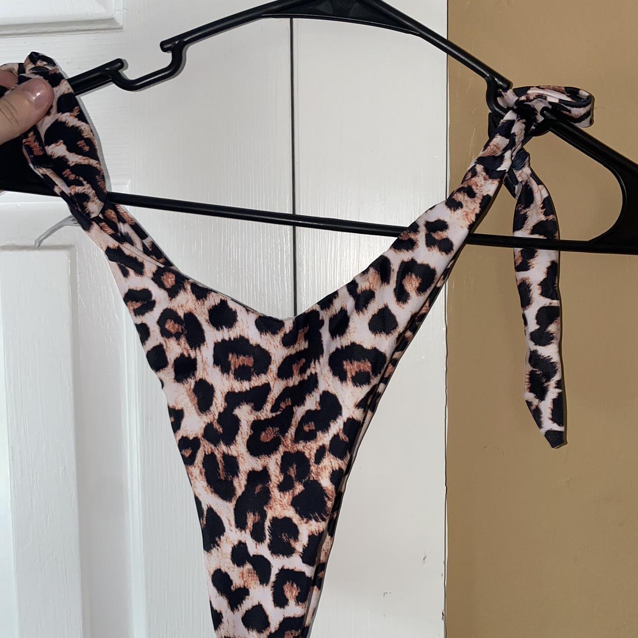 Leopard print tied bikini top & matching... - Depop