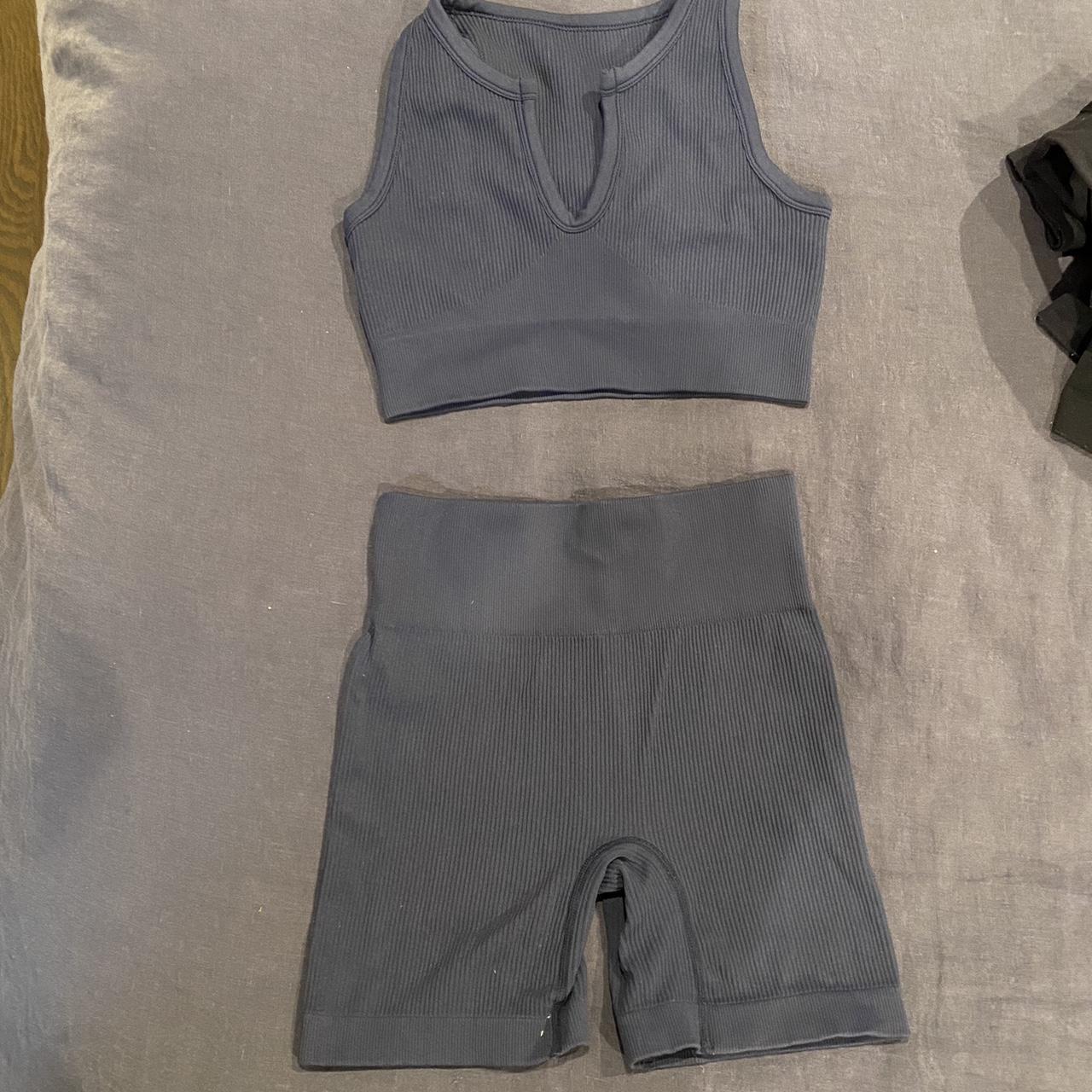 Dark blue navy workout set Amazing quality Size small - Depop