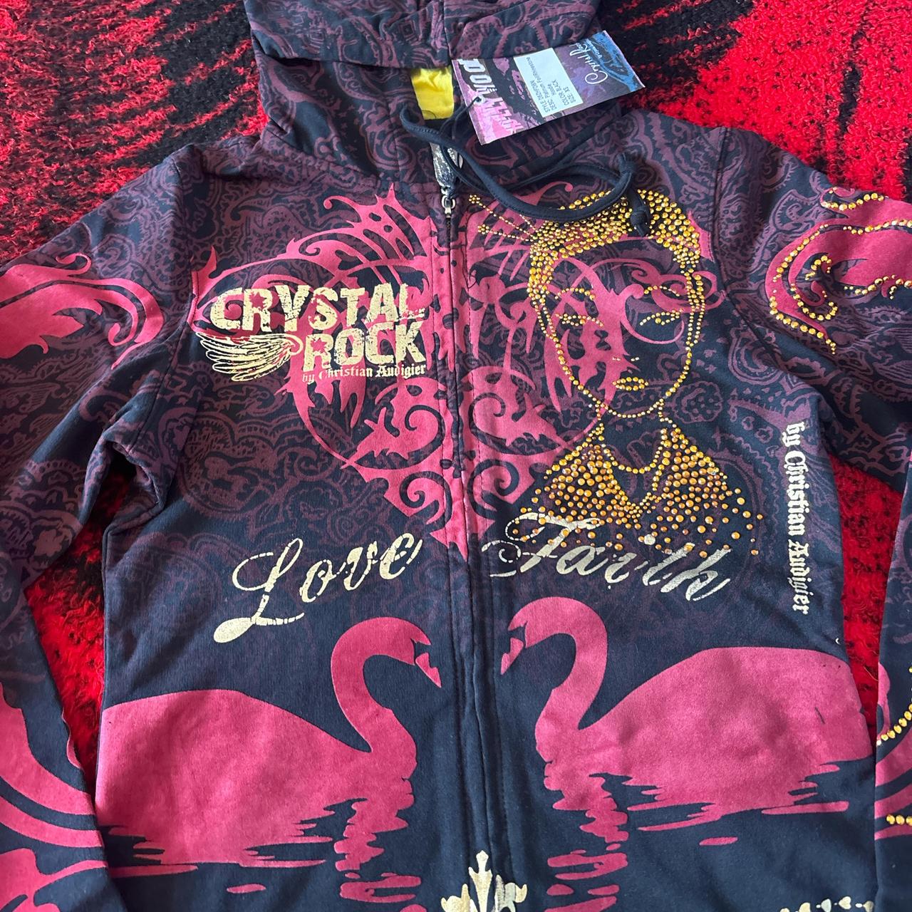 Y2K DEADSTOCK Christian Audigier Crystal Rock... - Depop