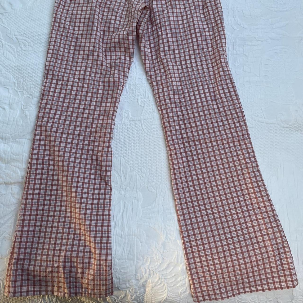 Pink checkered flared trousers ASOS bought Comfy &... - Depop