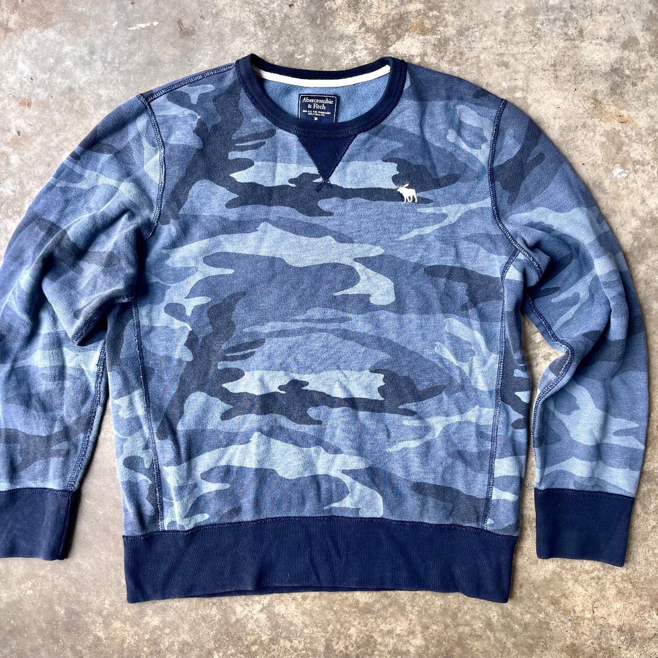 Abercrombie & Fitch, Blue Camo Crewneck - Depop