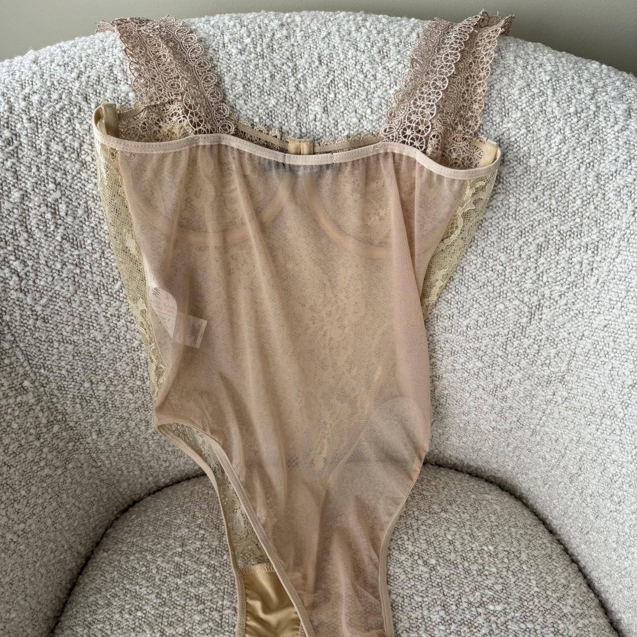 Nude lace bodysuit Intimates, lingerie For... - Depop