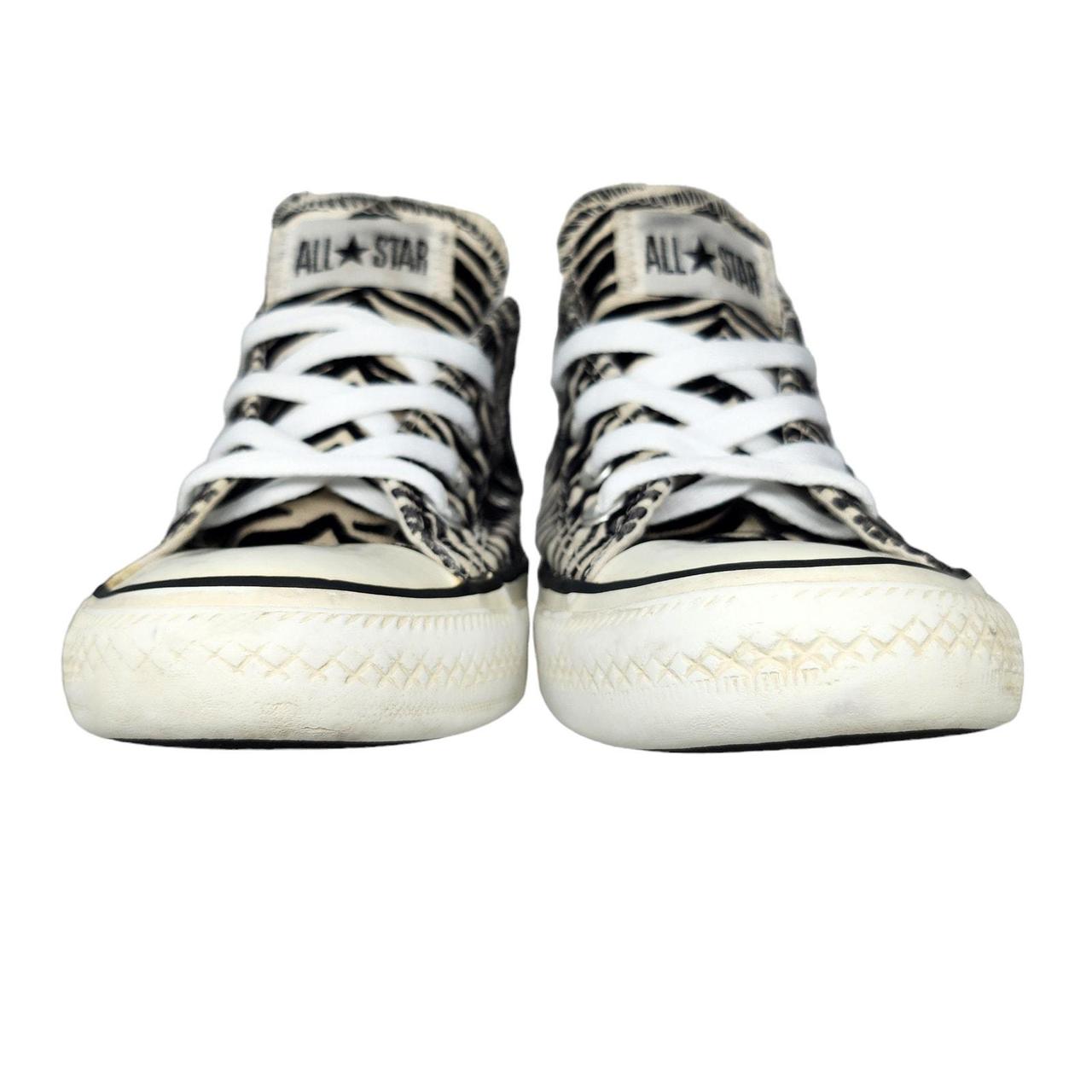 fuzzy zebra black white converse shoes Good... - Depop