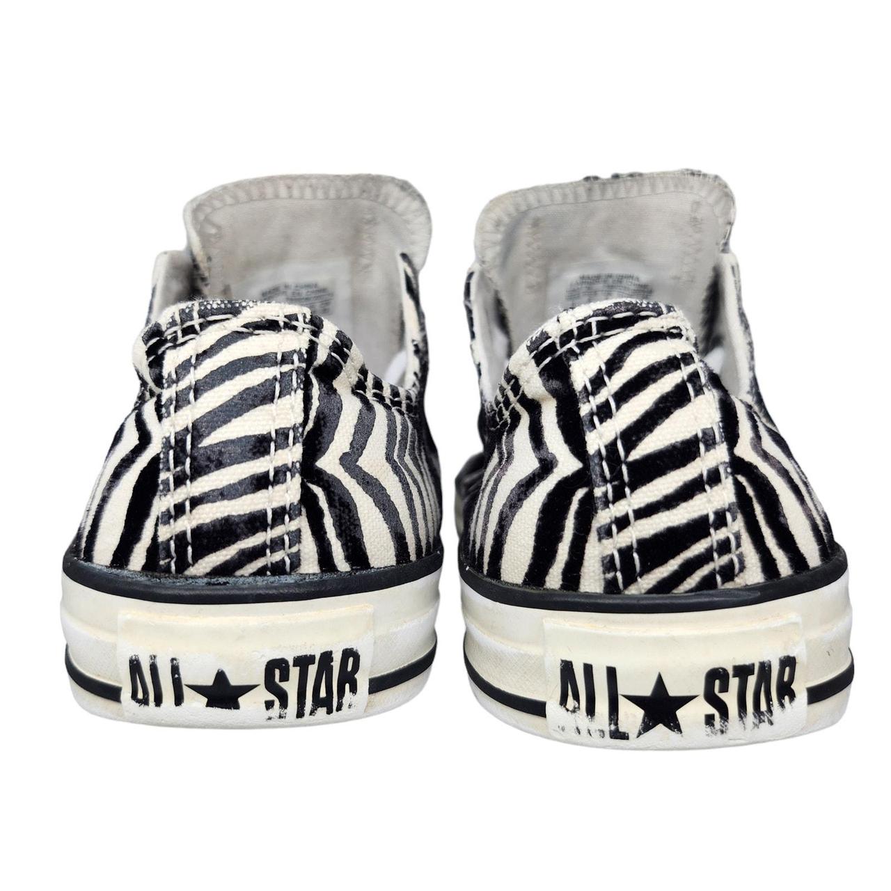 fuzzy zebra black white converse shoes Good... - Depop