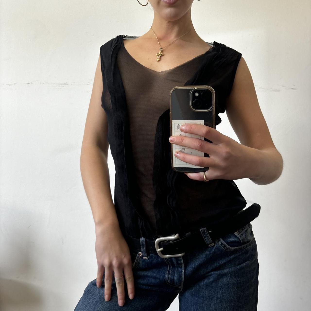 vintage 2000s mesh tank top seen here on a size 6/8... | Depop