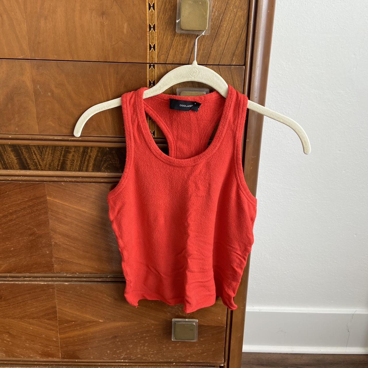 Thick red racer back tank - Depop
