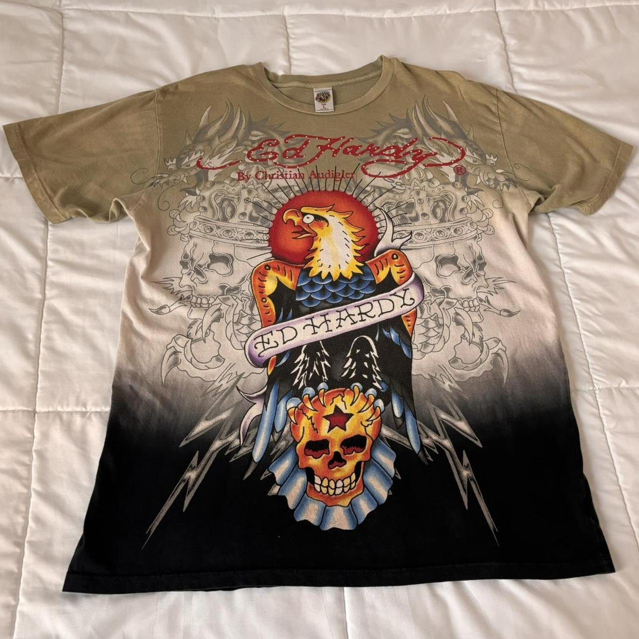 ed hardy t-shirt with bling detail! no flaws,... - Depop