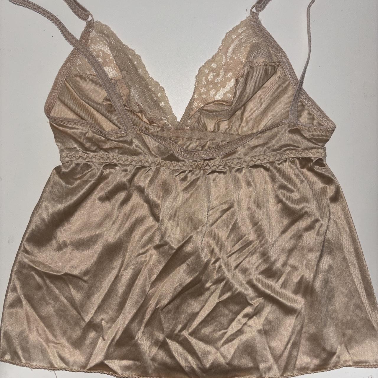 Apple Wear Tan and cream lace trim cami top... | Depop
