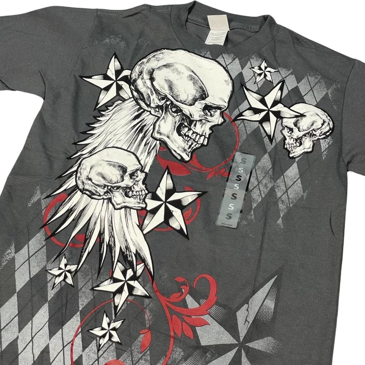 ☠︎ y2k star skull wing tee ☠︎ ☠︎ alt cyber y2k gothic... - Depop