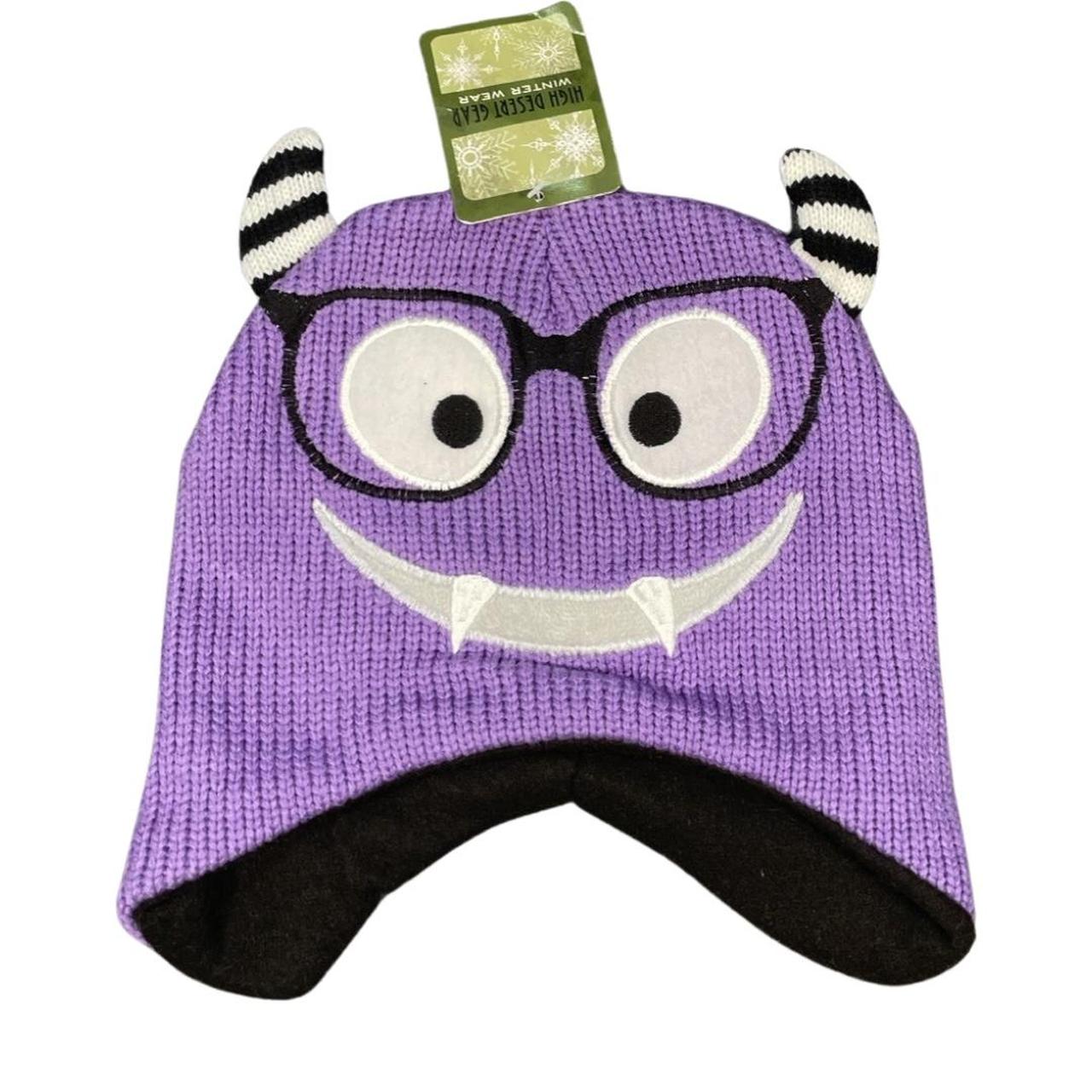 𖦹 y2k rawr xD nerd beanie 𖦹 purple knit hat with... - Depop