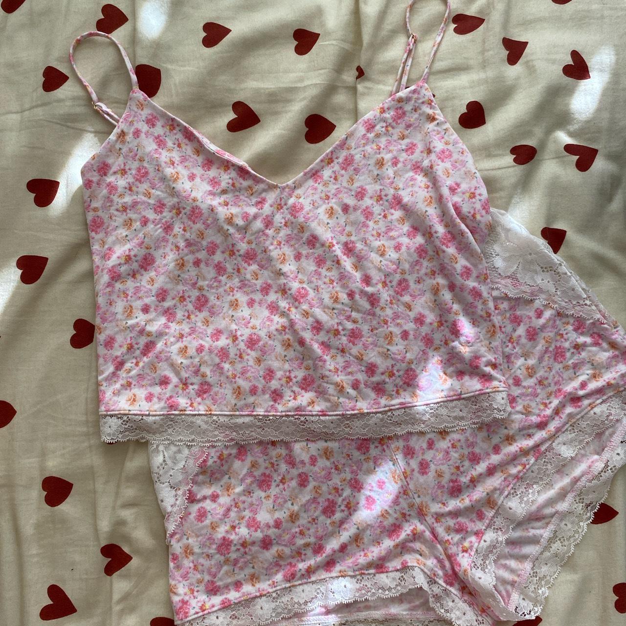 victoria’s secret small tank & short lace flower pj... - Depop