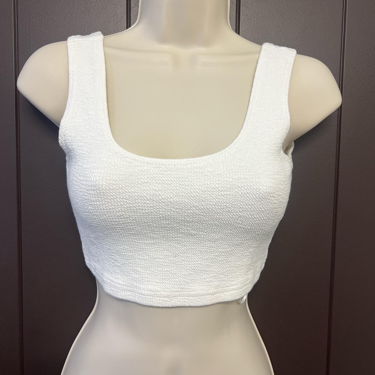 Weekday Women's White Crop-top | Depop