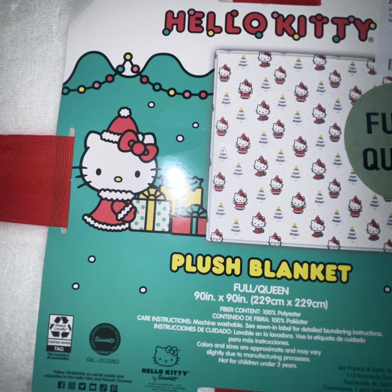 rare christmas hello kitty blanket -queen size -new... - Depop