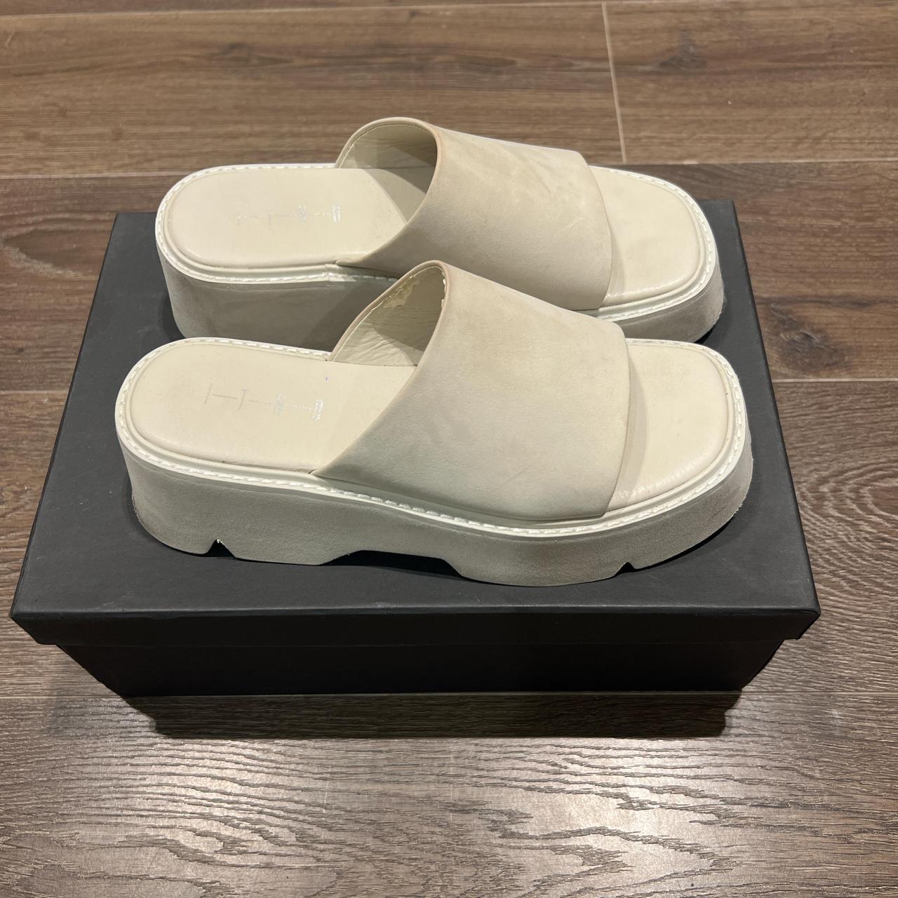 Cream suede platform slides #fashion ITNO mya mule... | Depop