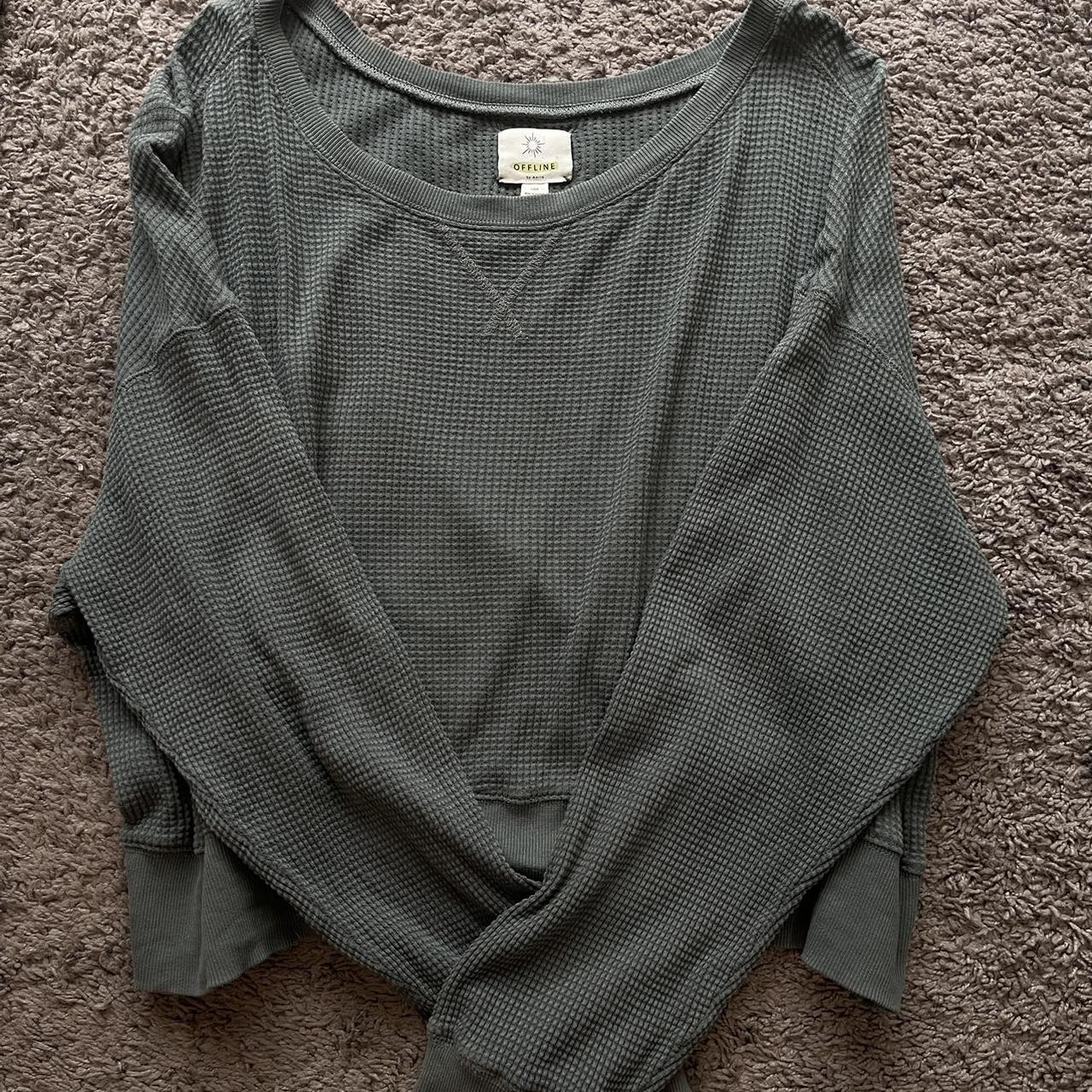 aerie offline waffle knit oversized sweater #aerie... - Depop