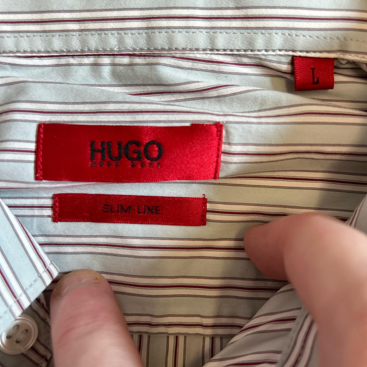 Hugo Boss Slim Line Grey And Red Stripe Long Sleeve... - Depop
