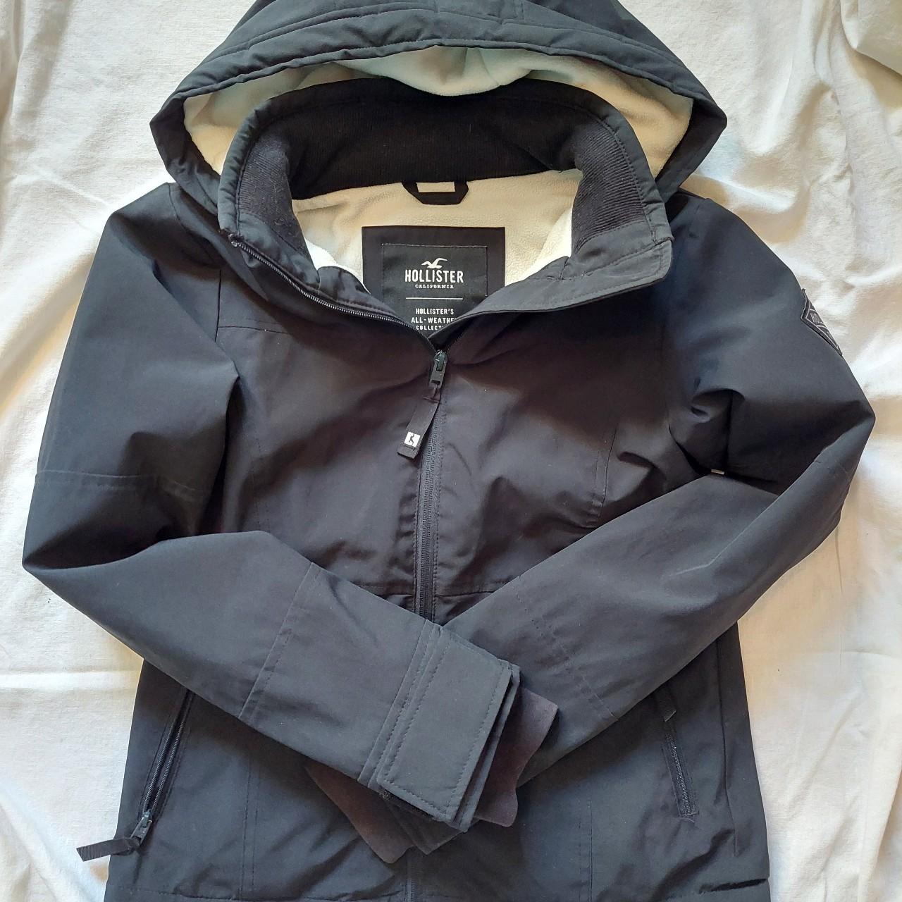 Black hollister jacket Size xxs fits xs too... - Depop