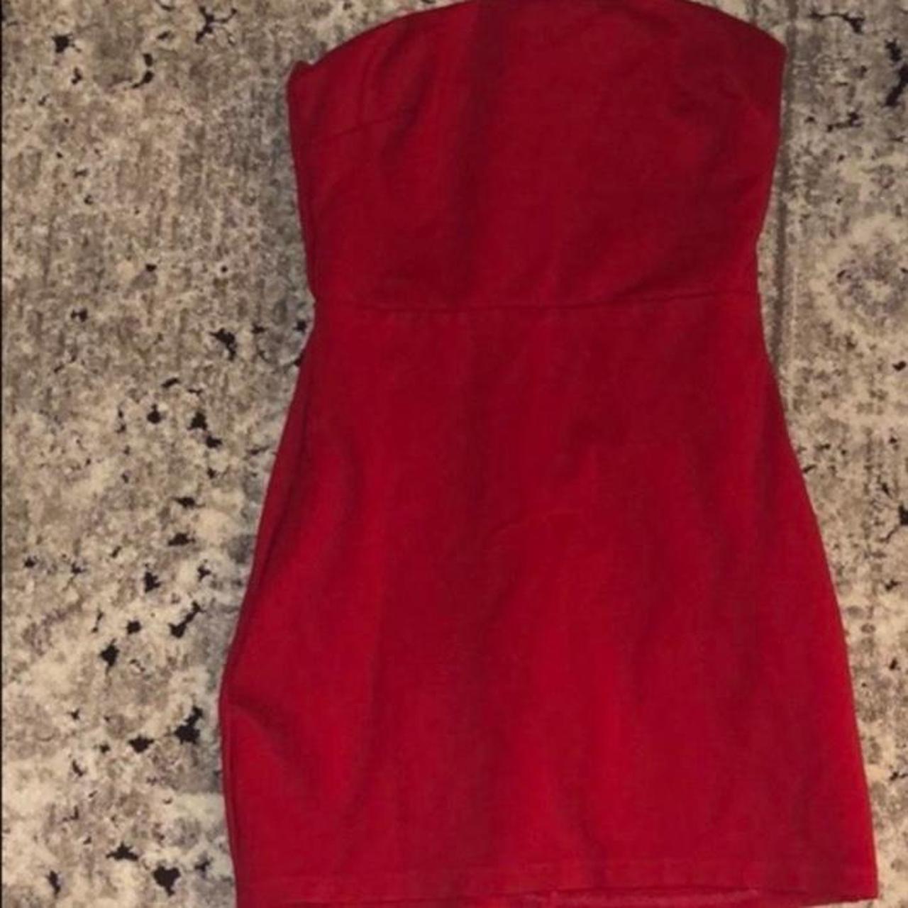 Tobi Red Strapless Bodycon Dress Like new worn once... - Depop