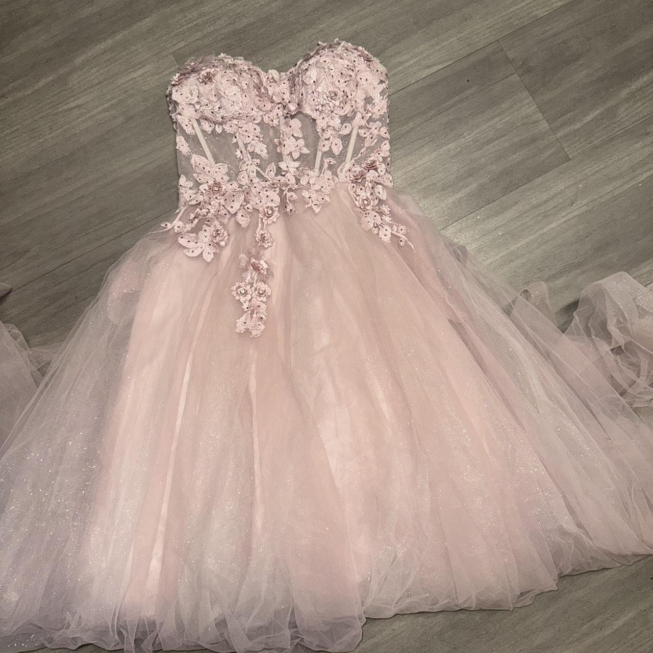 Pink Strapless Prom Dress (without the sleeves) - Depop