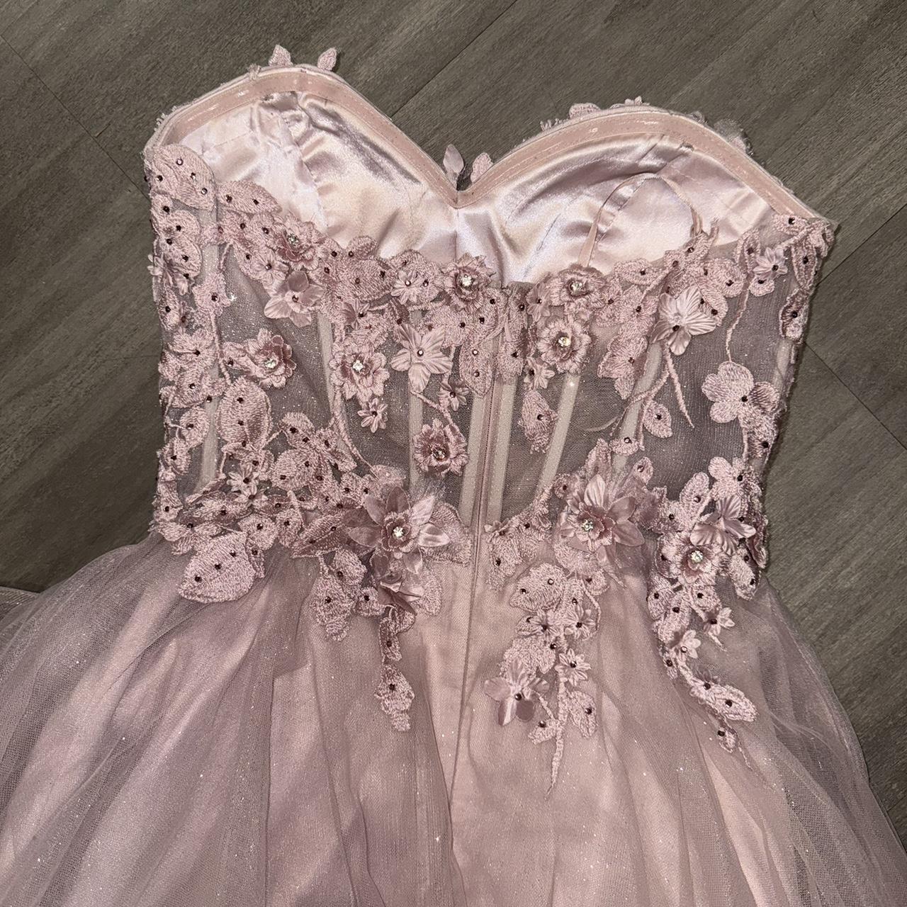 Pink Strapless Prom Dress (without the sleeves) - Depop