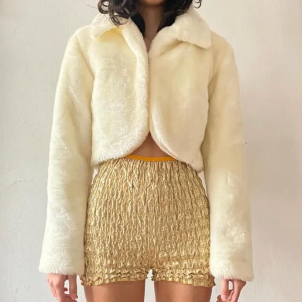 Rave fur crop jacket Still with tag Size:... - Depop