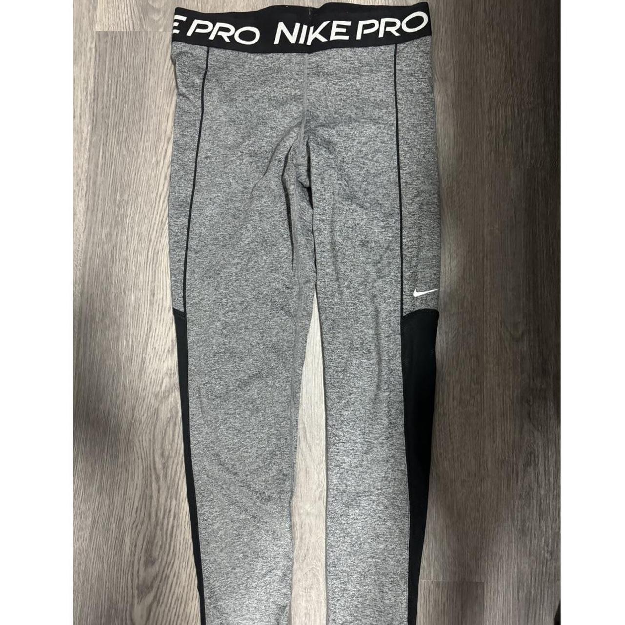 gray nike pro dri fit leggings size L - Depop