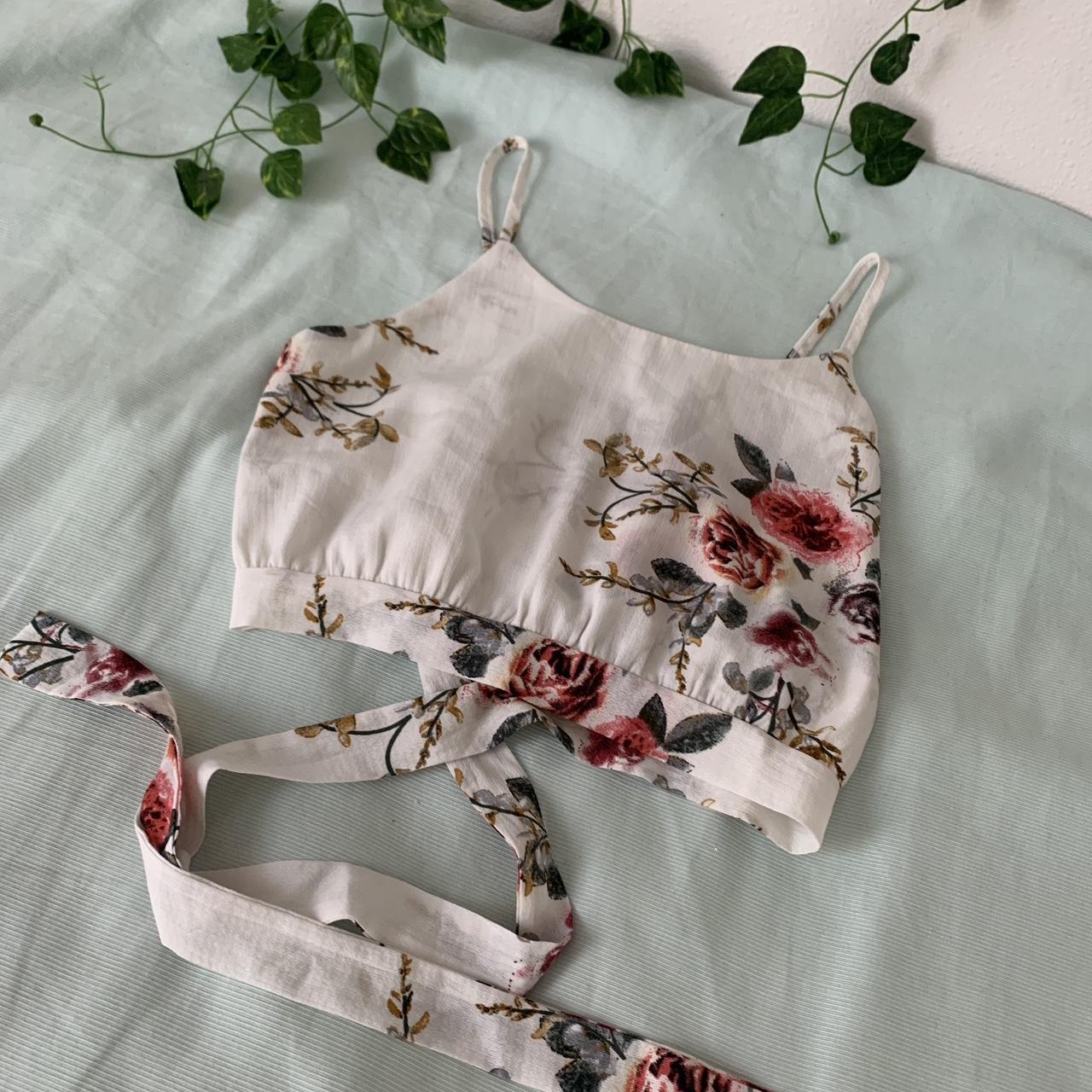 Floral wrap crop top blouse 🤍 So cute for summer... - Depop