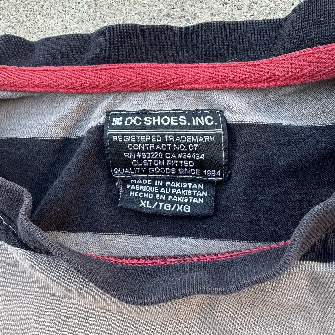 Vintage 90s DC Shoes logo striped tee shirt! Size... - Depop