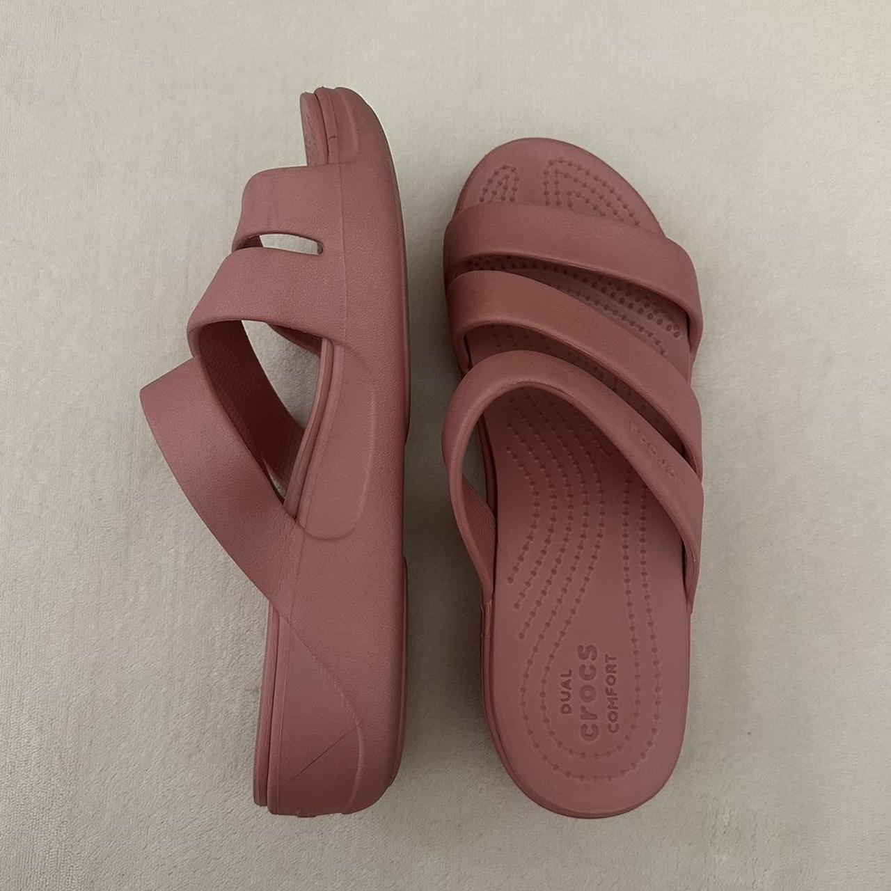 Pink Crocs dual comfort Monterey strappy wedge... - Depop