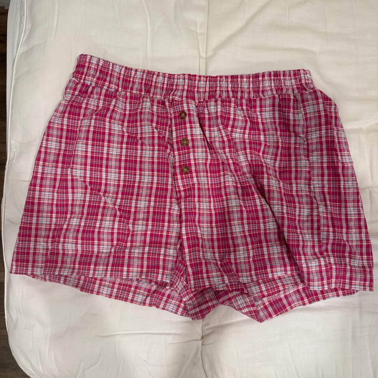 Urban outfitters boxer shorts pink plaid Brand... | Depop
