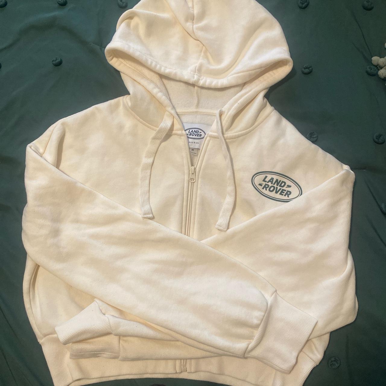 Cream Land Rover cropped zip up Pac sun Brand... - Depop