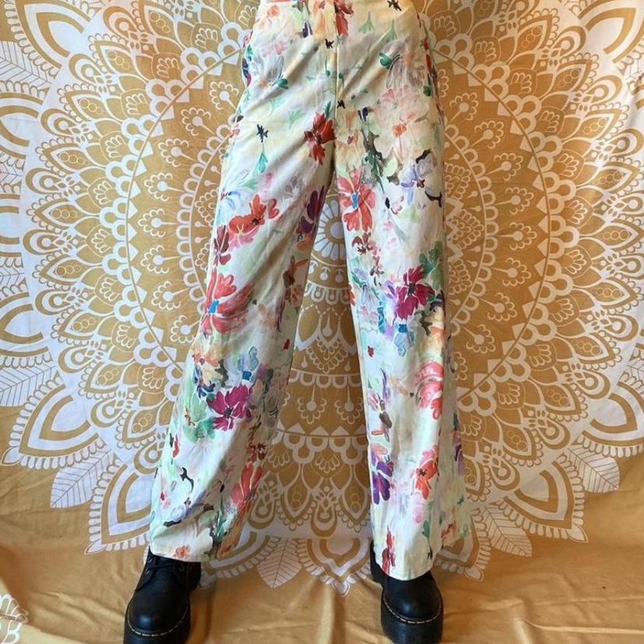 Repop!! Beautiful patterned floral flowy pants,... - Depop