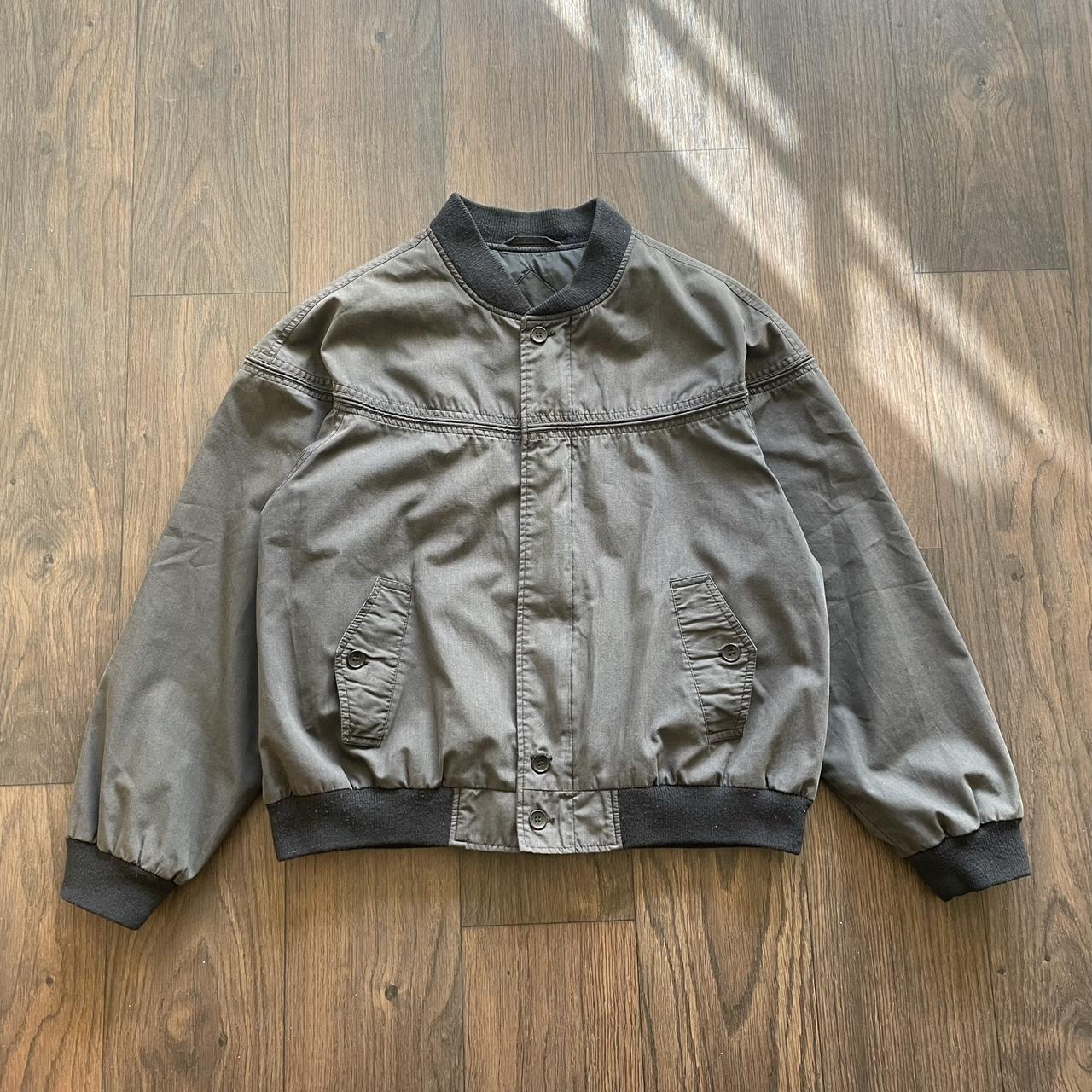 90s eagles ridge outfitters black faded boxy bomber... - Depop