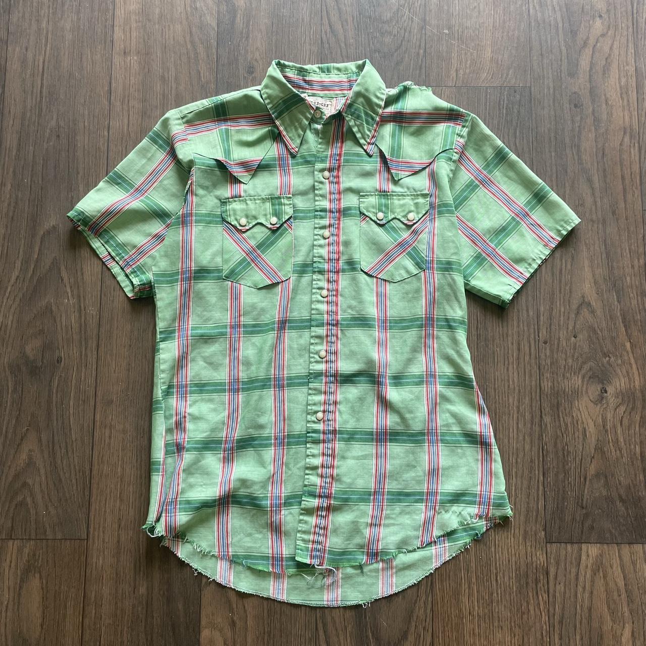 1970s dee-cee western saw tooth pearl snap... | Depop