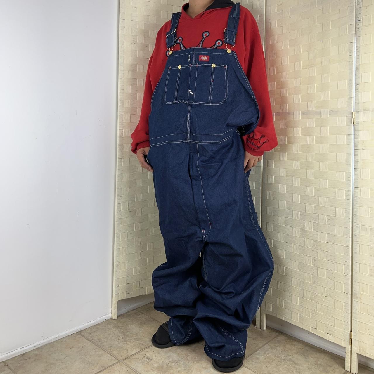 Vintage Dickies Dark Washed Super Big Overalls Ok i... - Depop