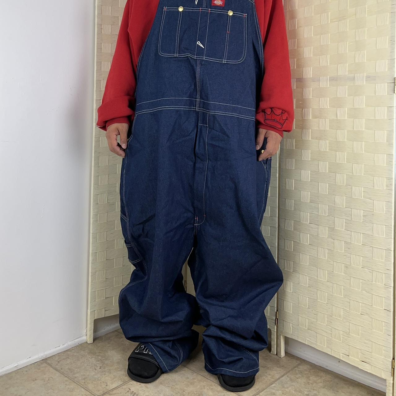 Vintage Dickies Dark Washed Super Big Overalls Ok i... - Depop
