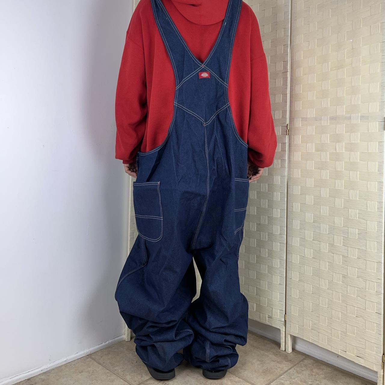 Vintage Dickies Dark Washed Super Big Overalls Ok i... - Depop