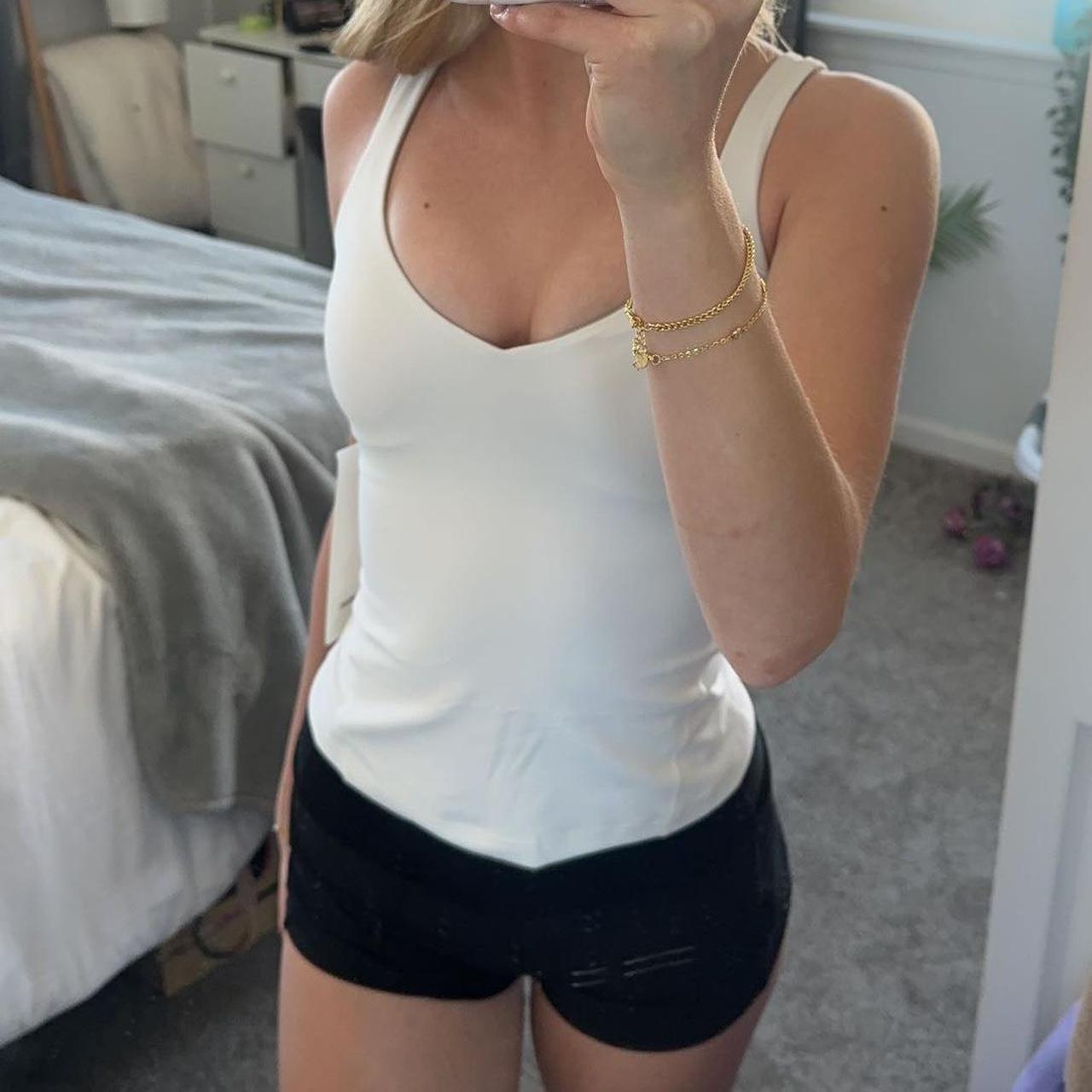 white lululemon align tank size 0 waist length brand... - Depop