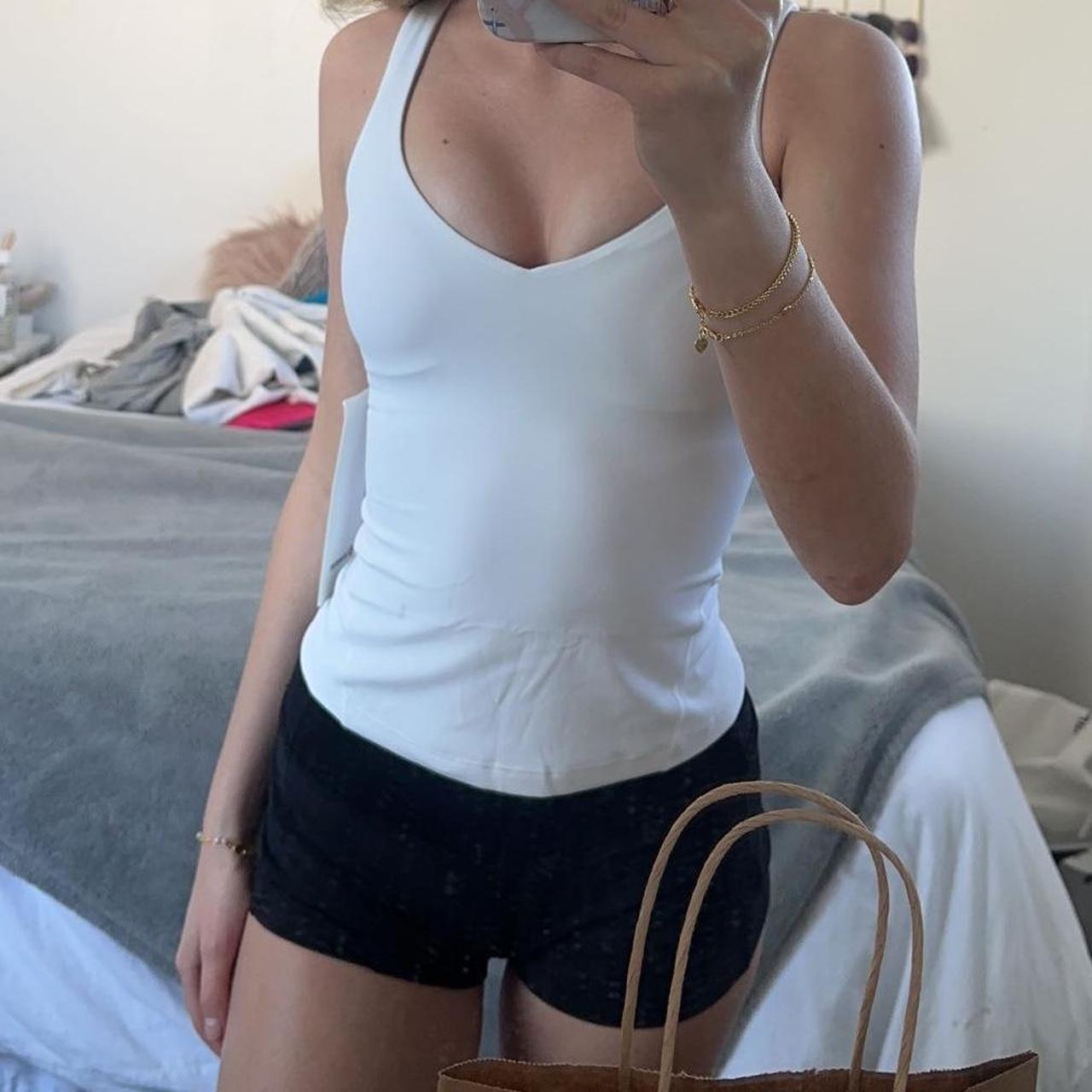 white lululemon align tank size 0 waist length brand... - Depop