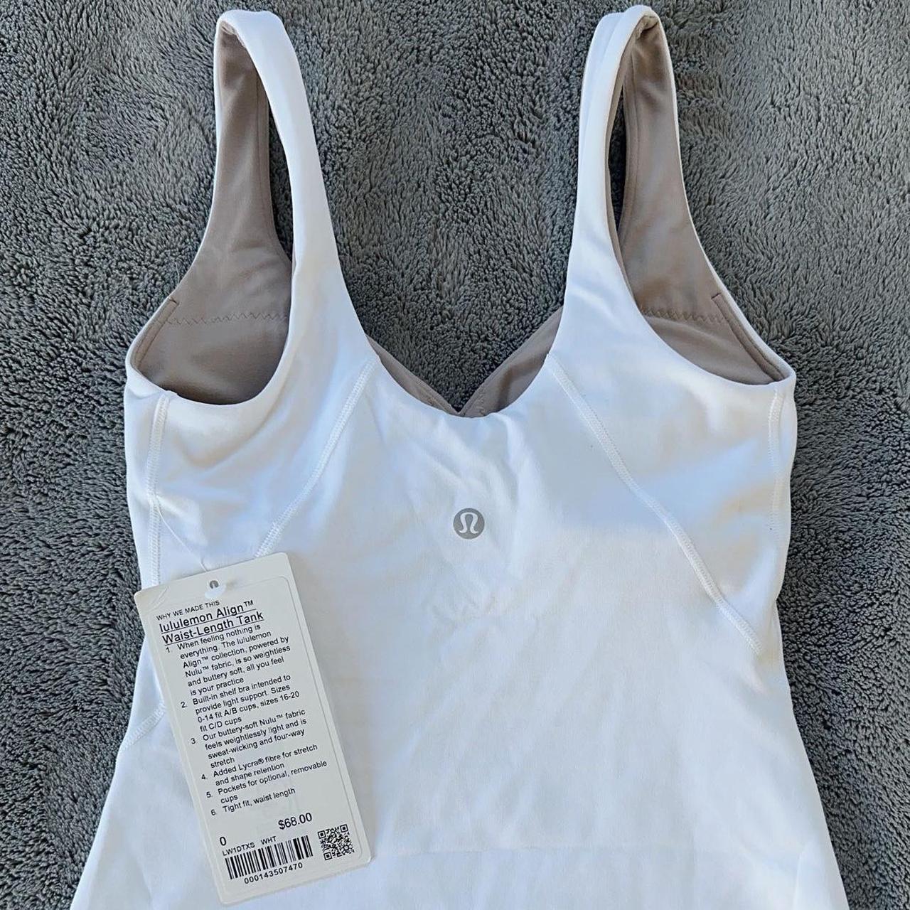 white lululemon align tank size 0 waist length brand... - Depop