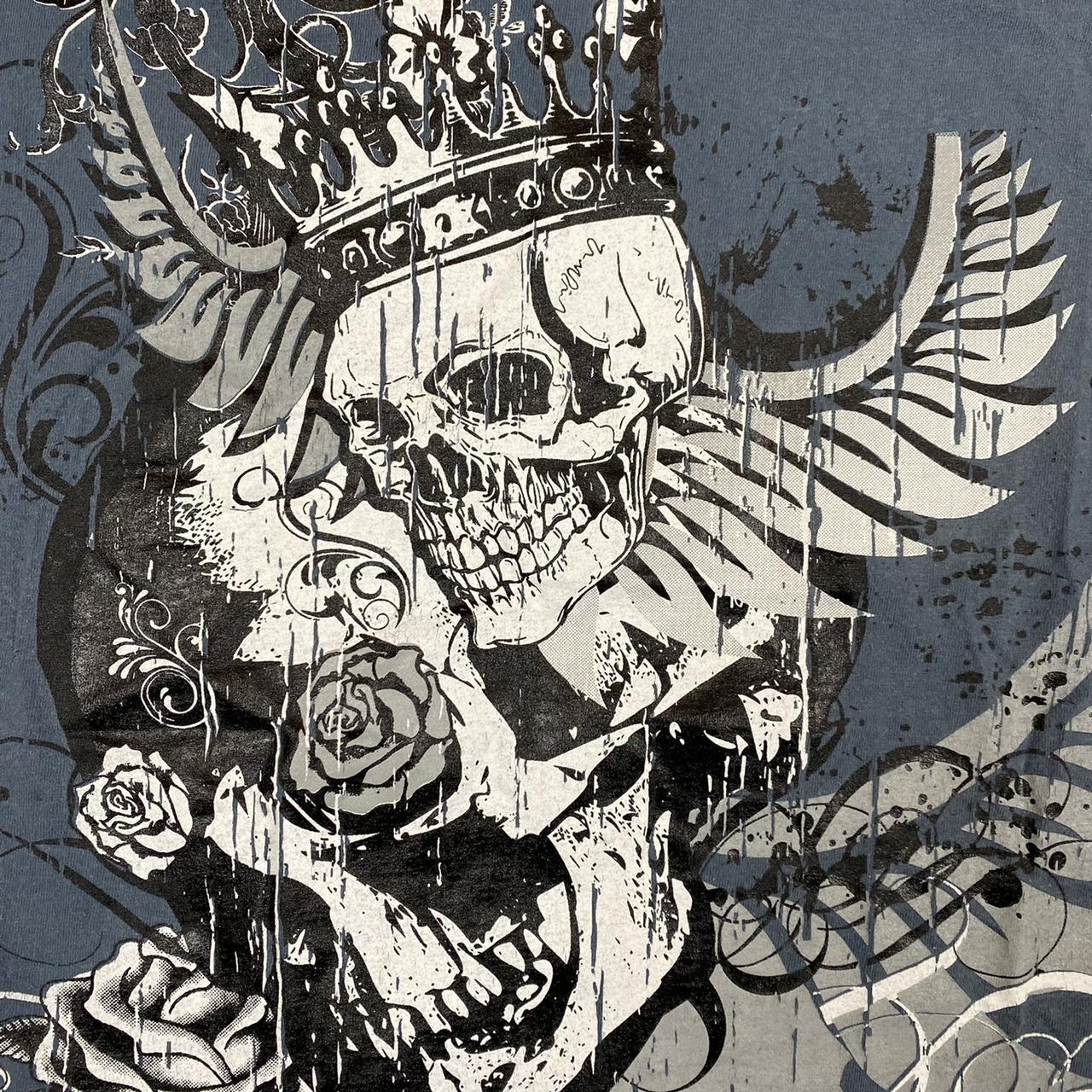 Vintage Y2K Cyber Goth Grunge Skull Graphic T-shirt... - Depop