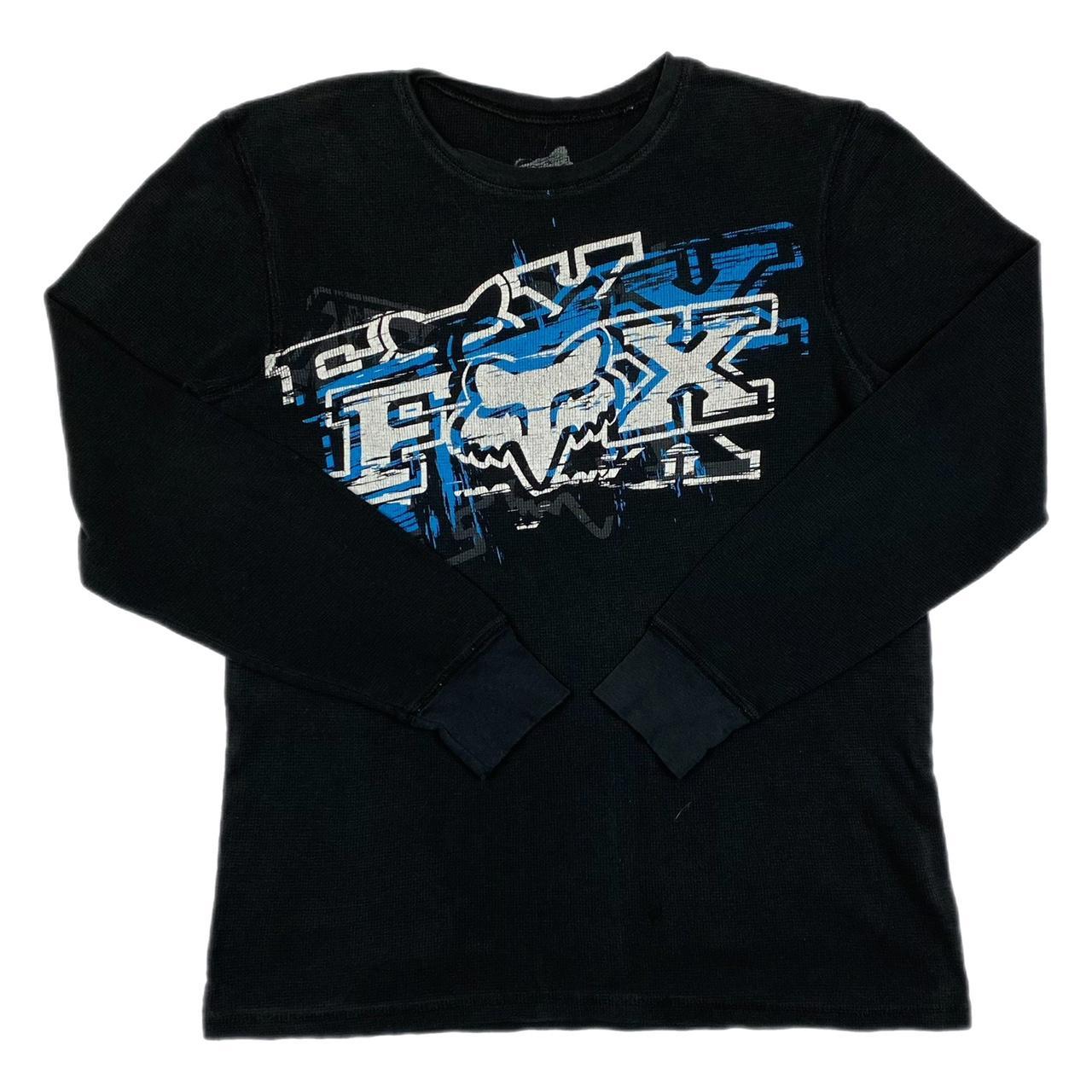 Fox Racing Men's Black and Blue Sweatshirt | Depop