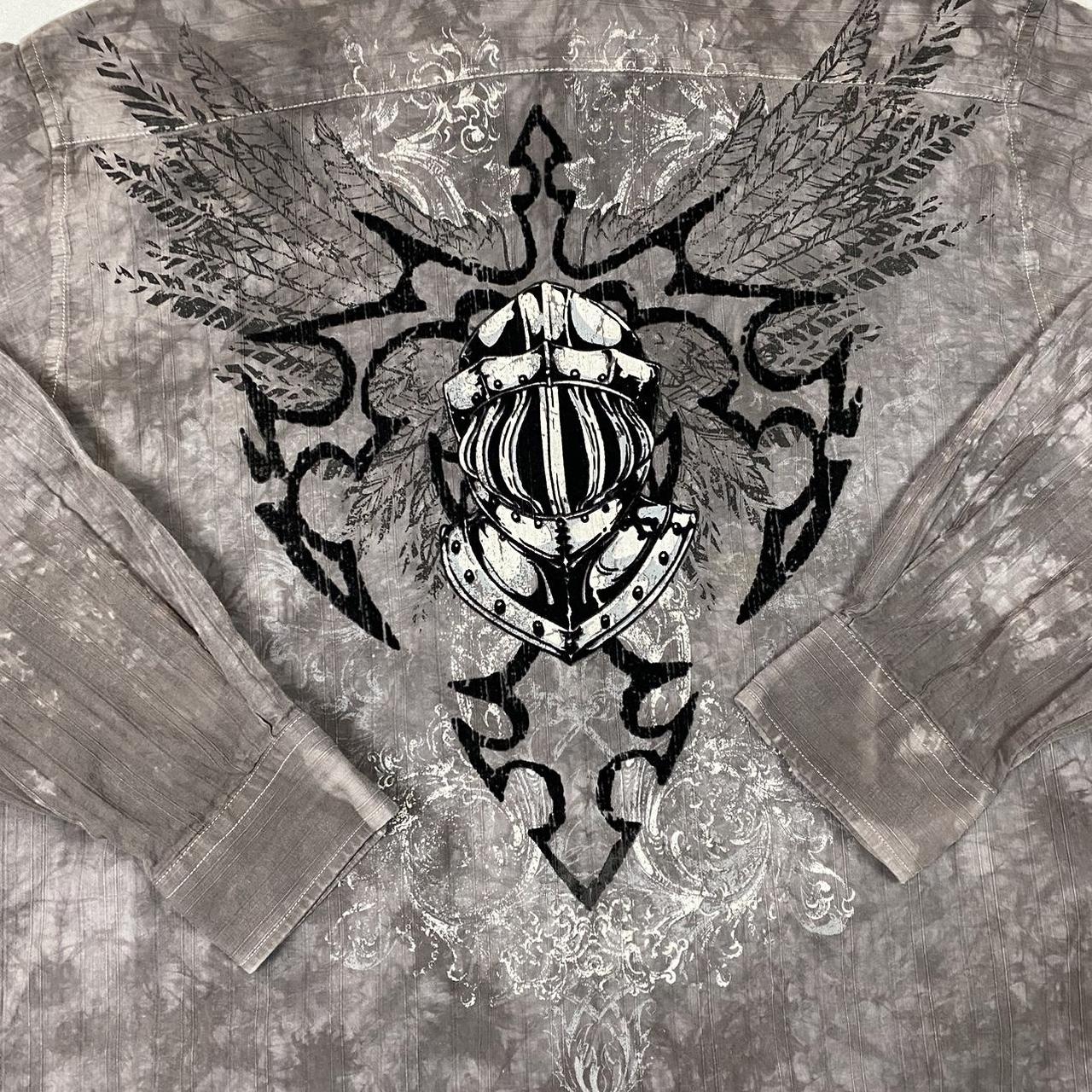 Vintage Y2K Cyber Grunge Mid Evil Graphic Buttonup... - Depop