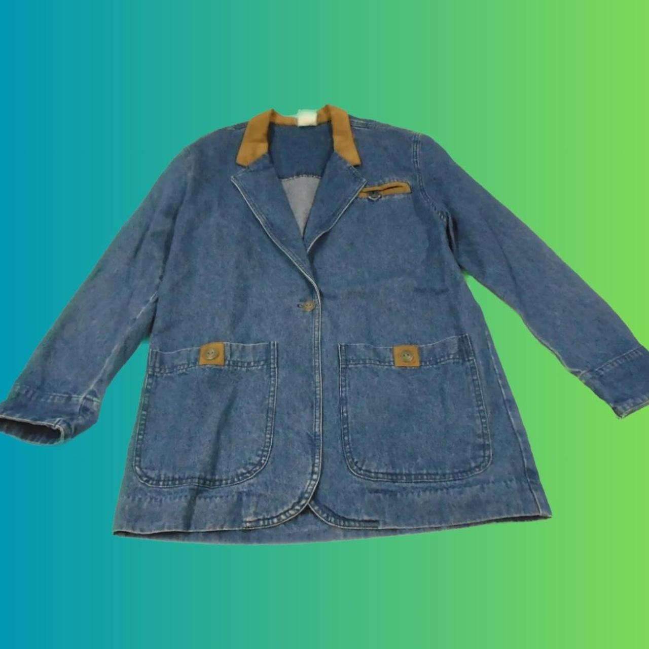 Vintage Jantzen Classics Denim Jacket/Blazer Tan... - Depop