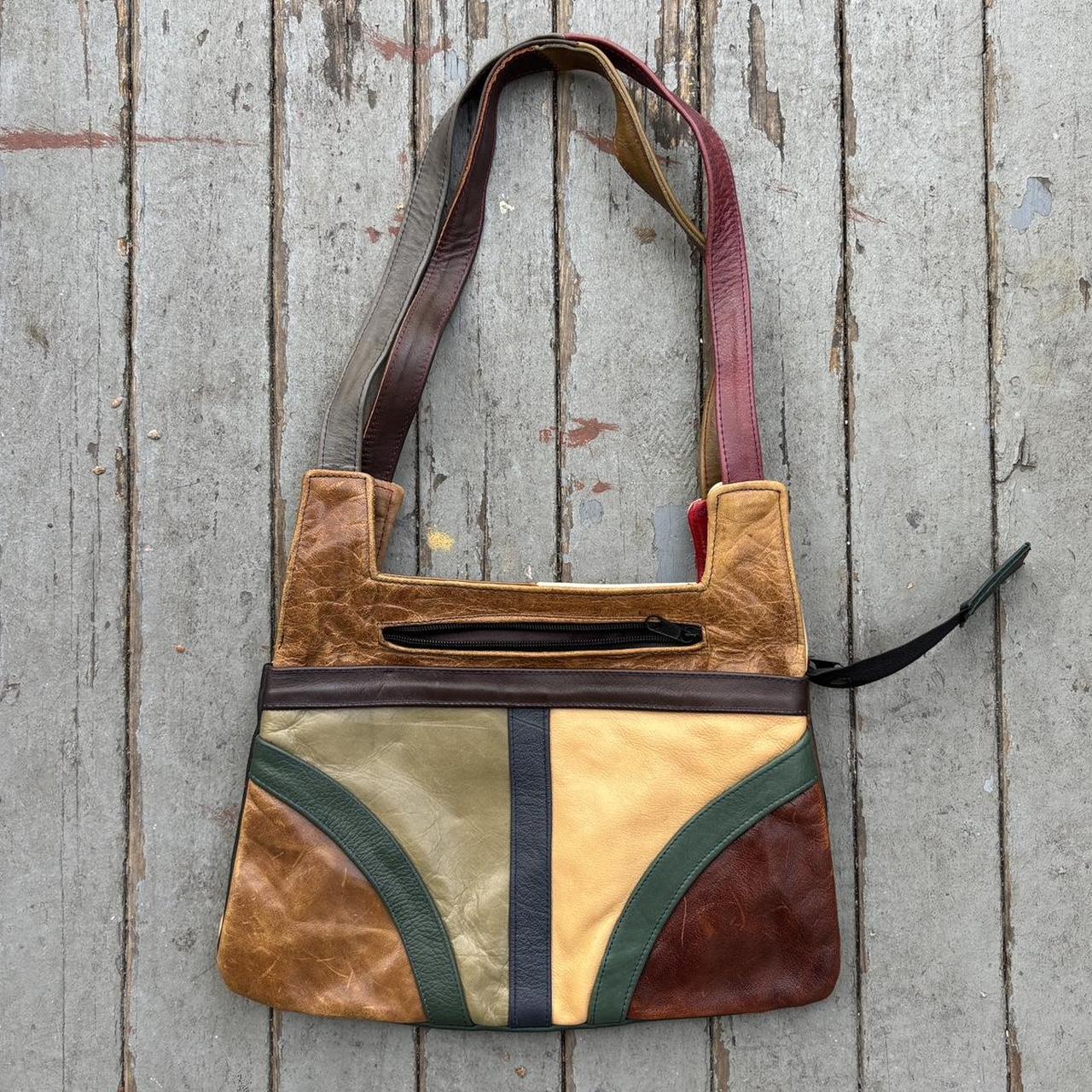 Vintage Patchwork Leather Purse💛 Genuine leather... - Depop