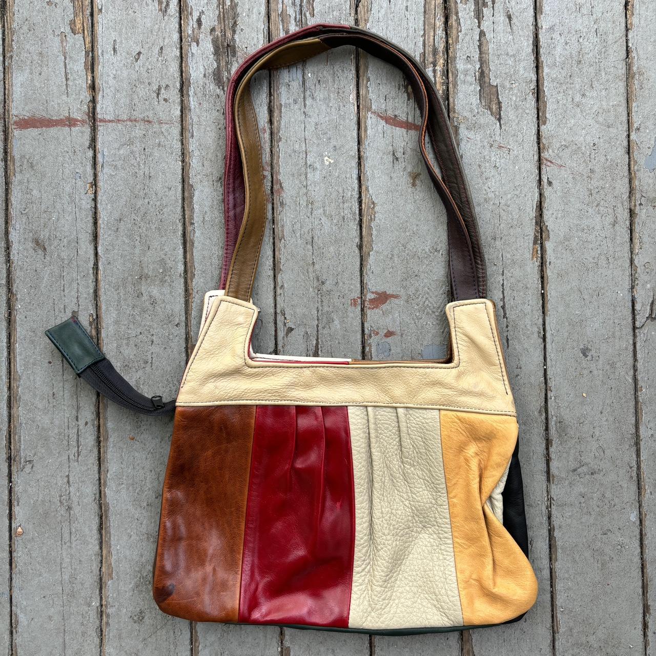 Vintage Patchwork Leather Purse💛 Genuine leather... - Depop