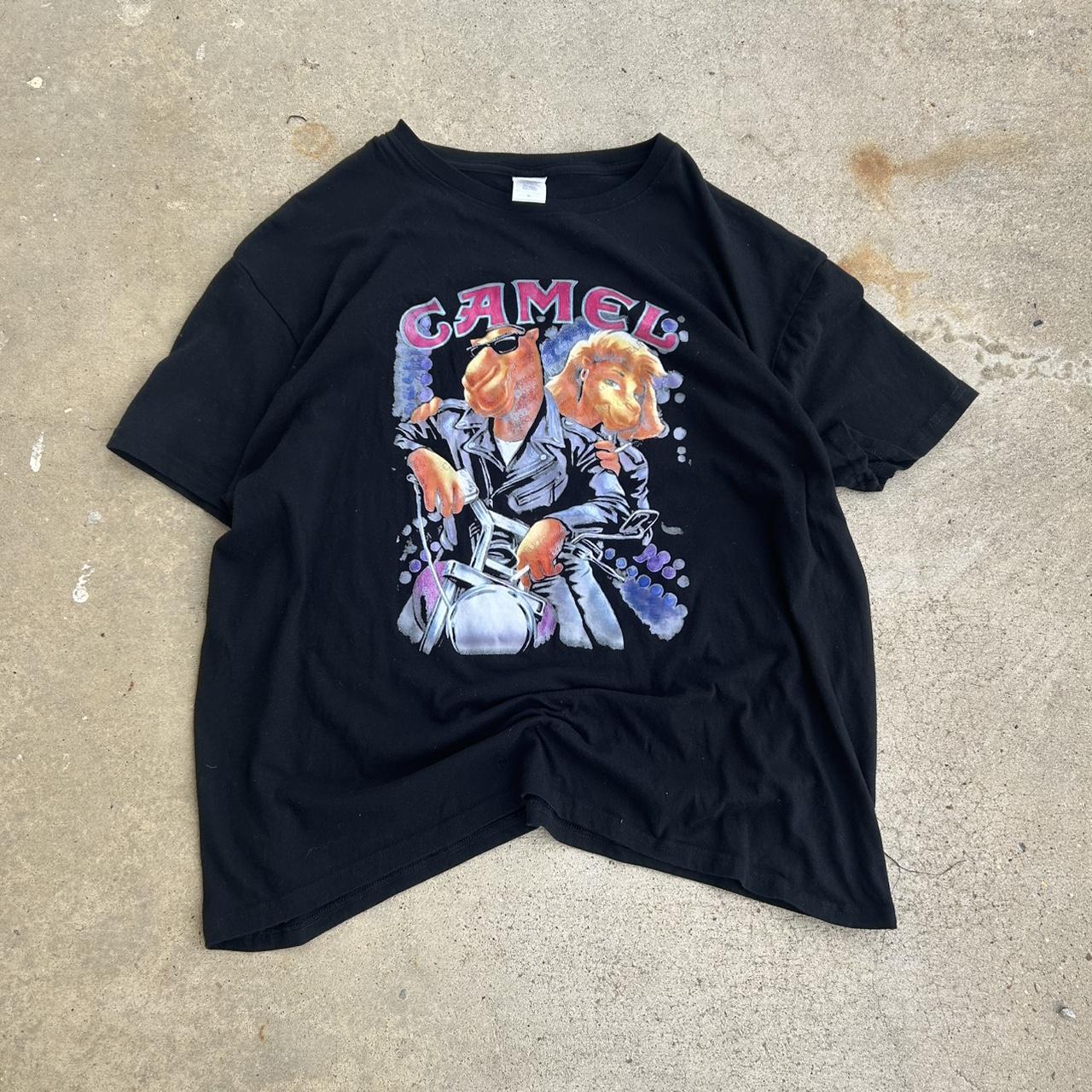 Black vintage 90s Camel motorcycle graphic tee #biker | Depop