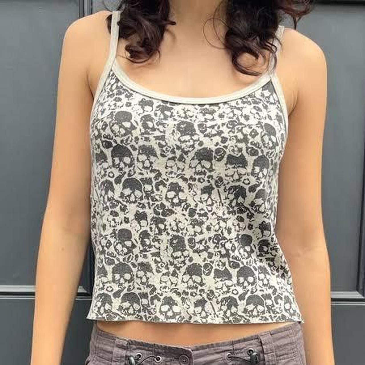 brandy melville skylar skull tank only worn once,... - Depop