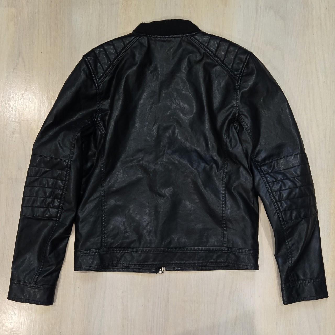 H&M Leather Jacket Biker jacket moto jacket Size... - Depop
