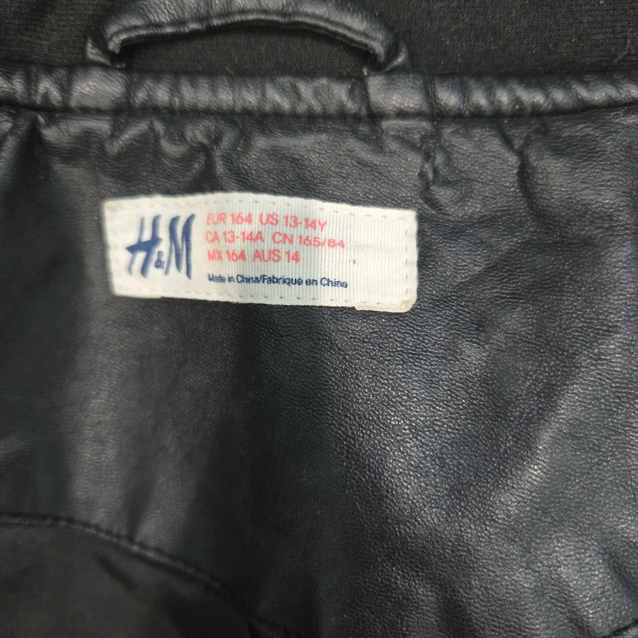 H&M Leather Jacket Biker jacket moto jacket Size... - Depop